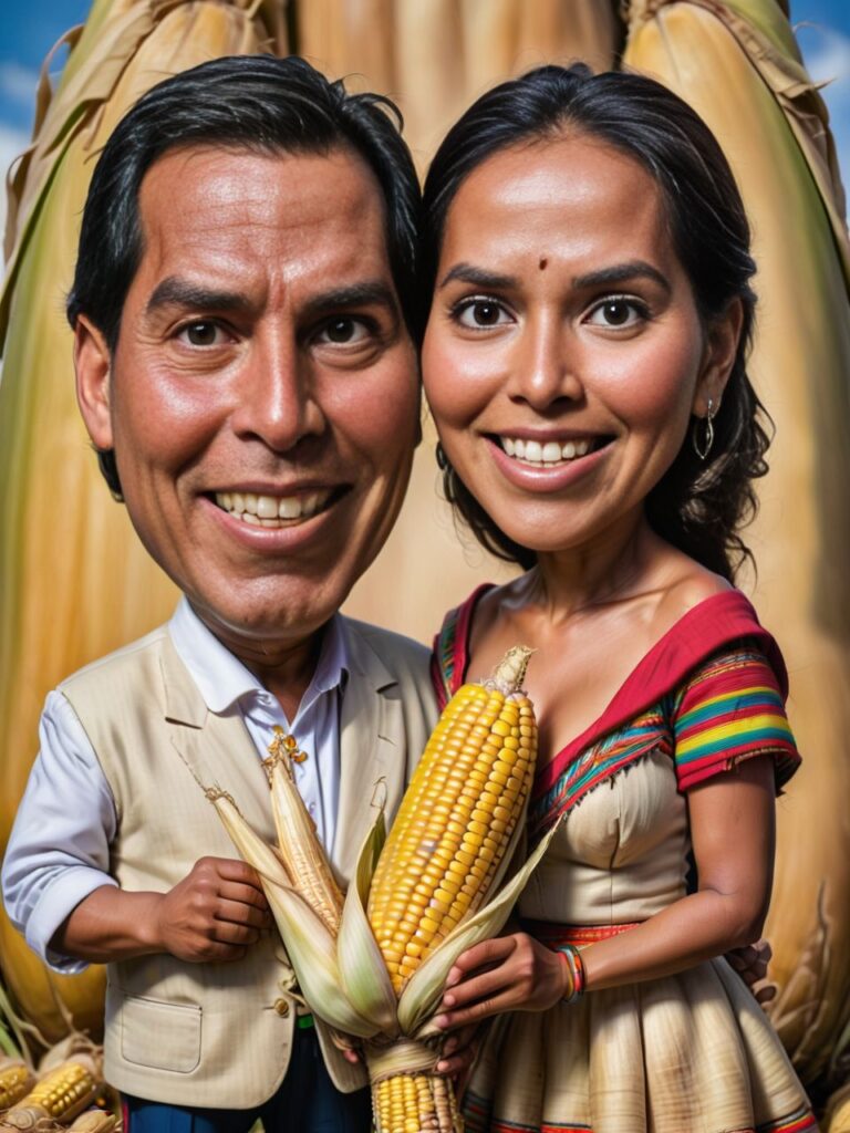 Peruvian Couple in Traditional Attire Sharing Corn | Pincel